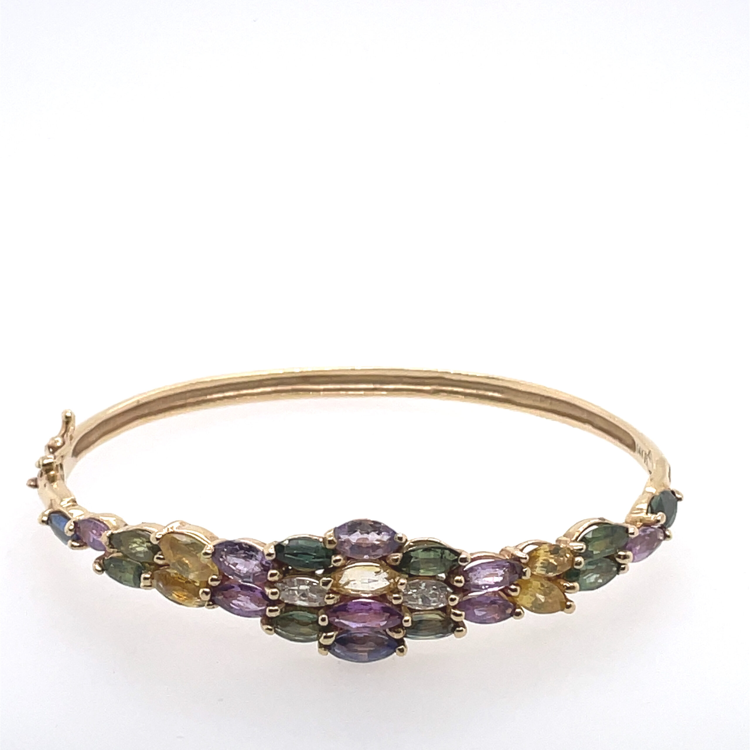 Multi-Stone Cluster Bangle in 14KYG - Beje Diamonds