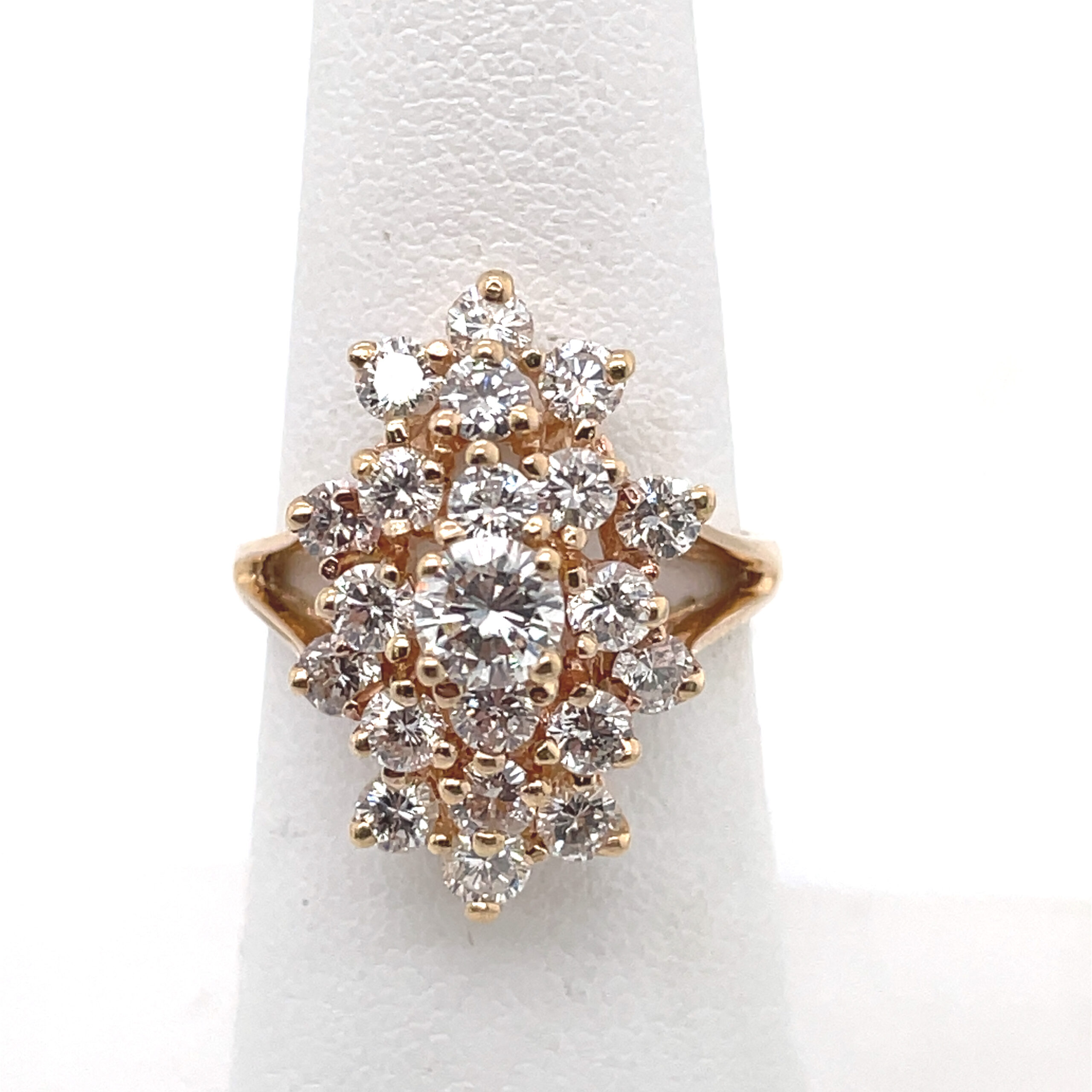 21-Stone Diamond Ring in 14KYG - Beje Diamonds